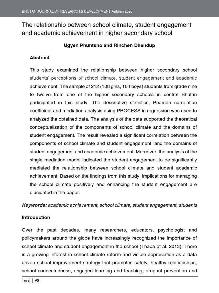 School Climate's Impact on Student Engagement | PDF | Survey ...