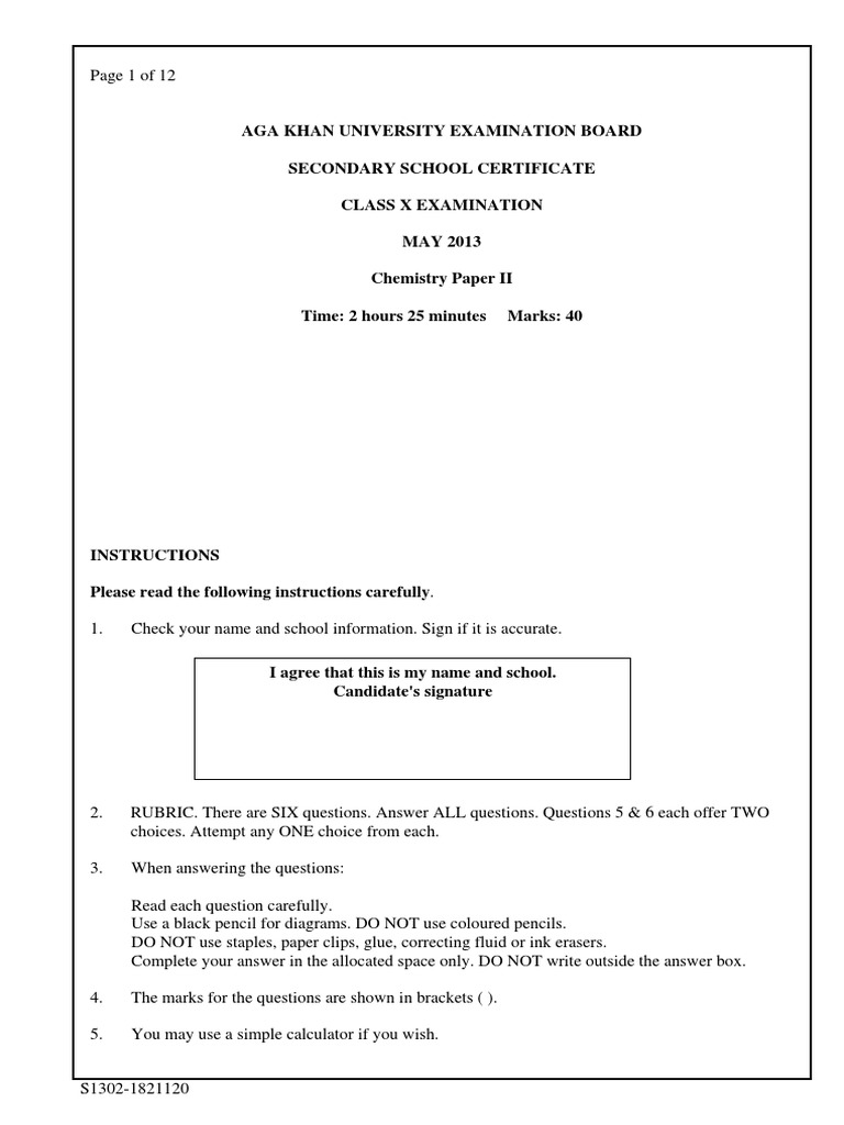 Chemistry Paper II | PDF | Chemistry | Physical Sciences