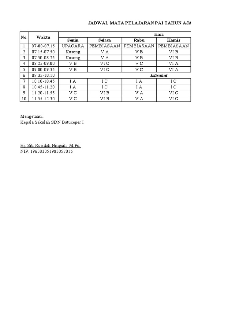Jadwal Ngajar Umi | PDF