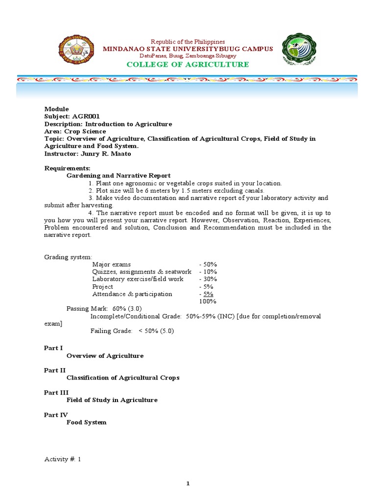 MSU Buug Campus Agriculture Course Overview | PDF | Fertile Crescent ...