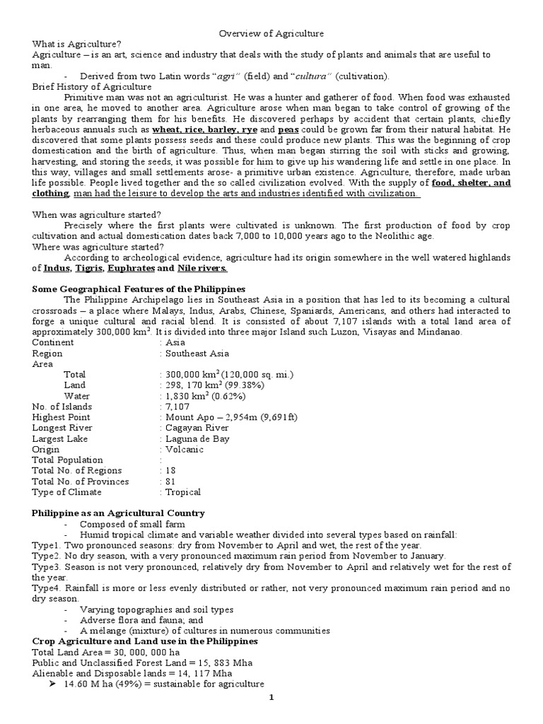 Overview of Agriculture | PDF | Agriculture | Fertile Crescent