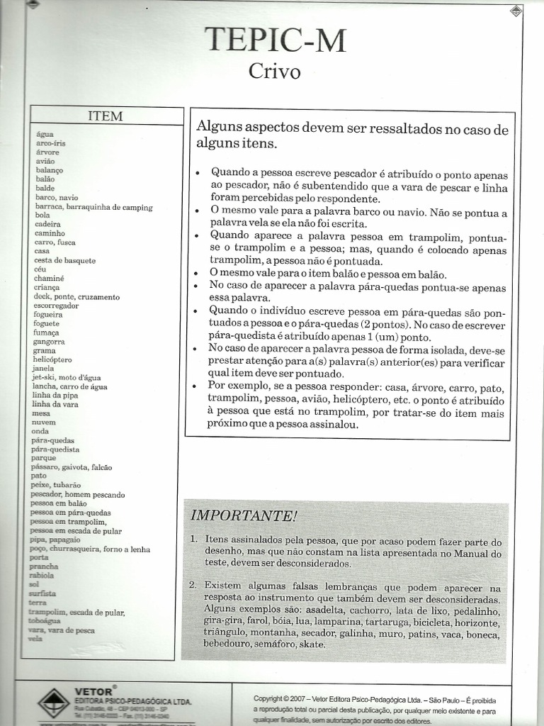 Dicas - Crivo Teste Tepic | PDF