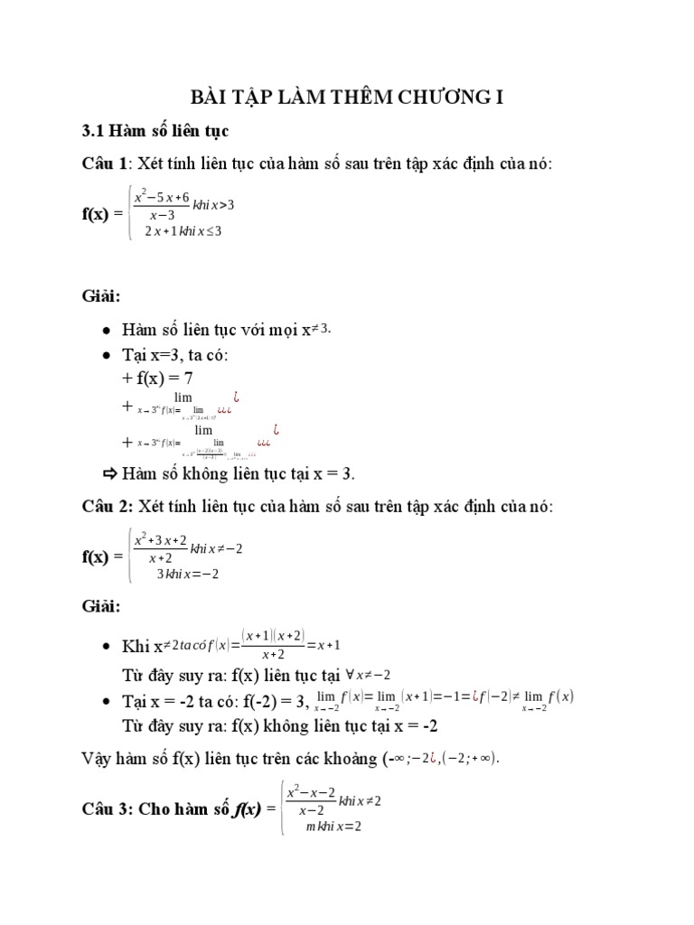 Bài Tập Làm Thêm Chương i (Tcc) | PDF