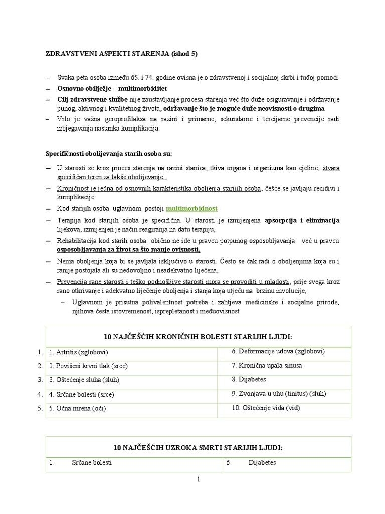 Zdravstveni Aspekti Starijih Ljudi | PDF