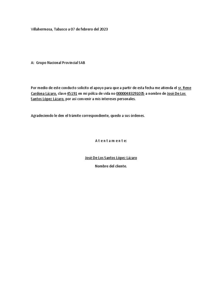 Carta Traspaso | PDF