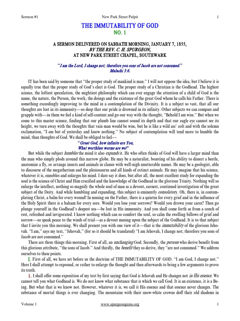 #1 - The Immutability of God | PDF | Jacob | Isaiah