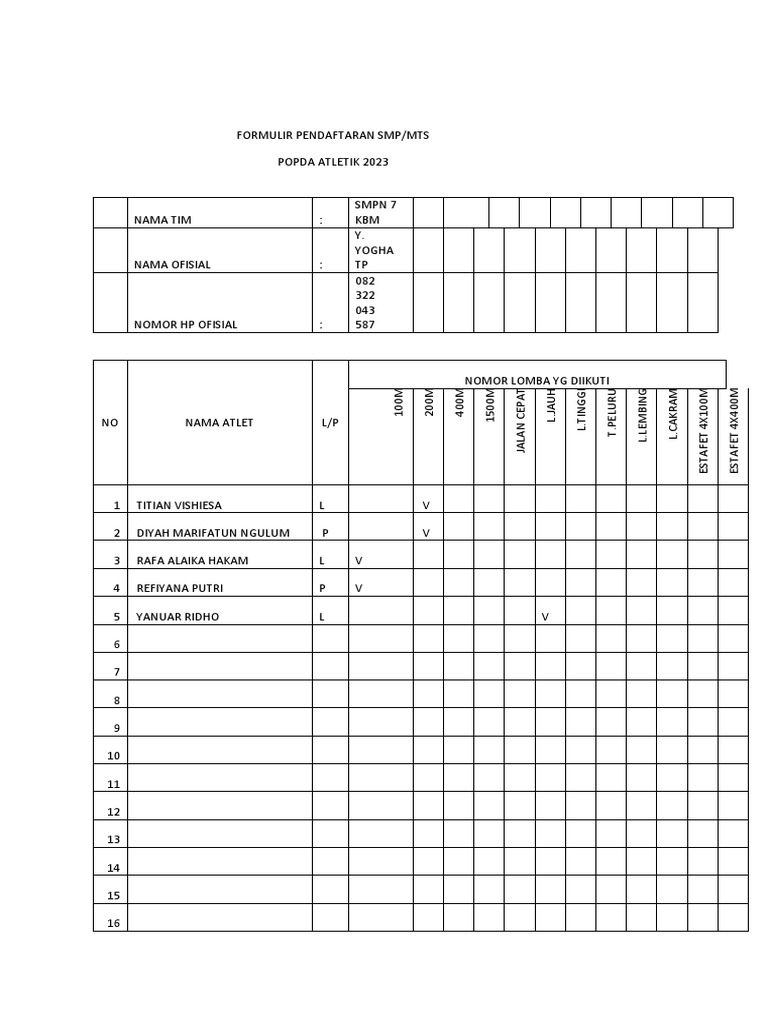 Formulir SMP 2023 SMP NEGERI 7 KEBUMEN | PDF