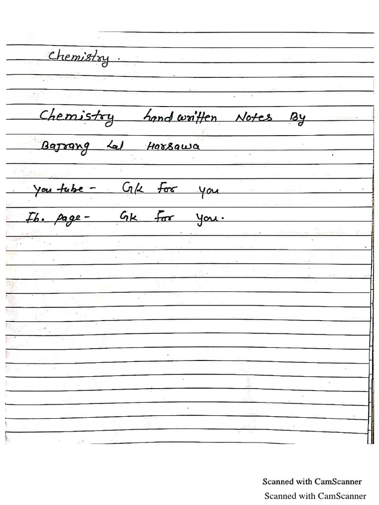 Chemistry Handwritten Notes by Bajrang Lal | PDF