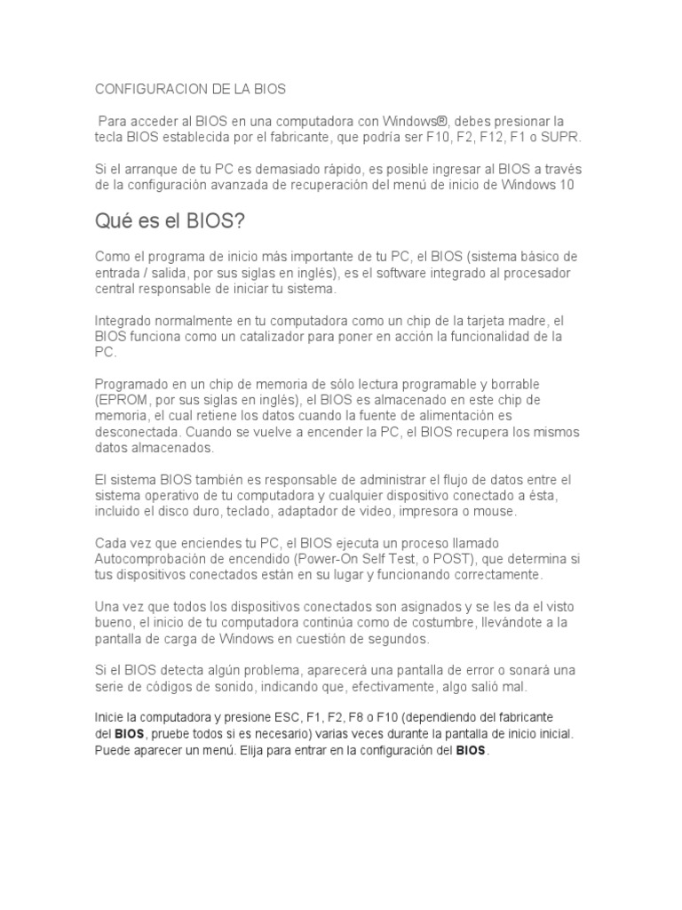 Configuracion de La Bios | PDF | Hilo (Computación) | Proceso (Computación)