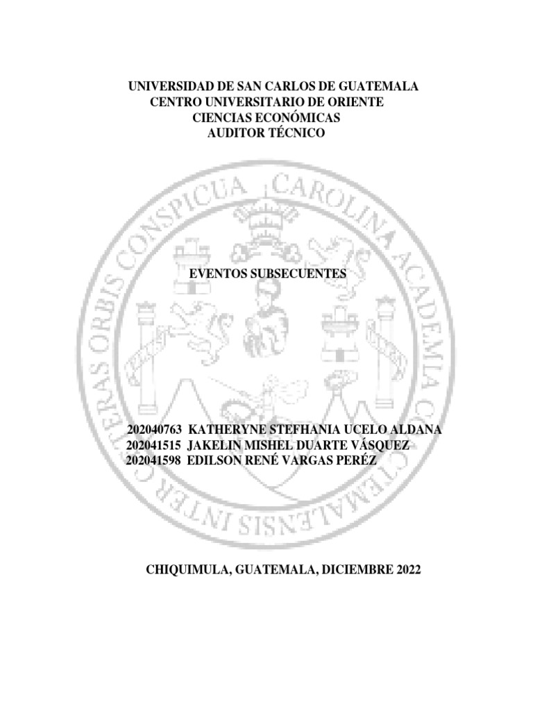 4-A Eventos Subsecuentes | PDF | Auditoría | Estado financiero