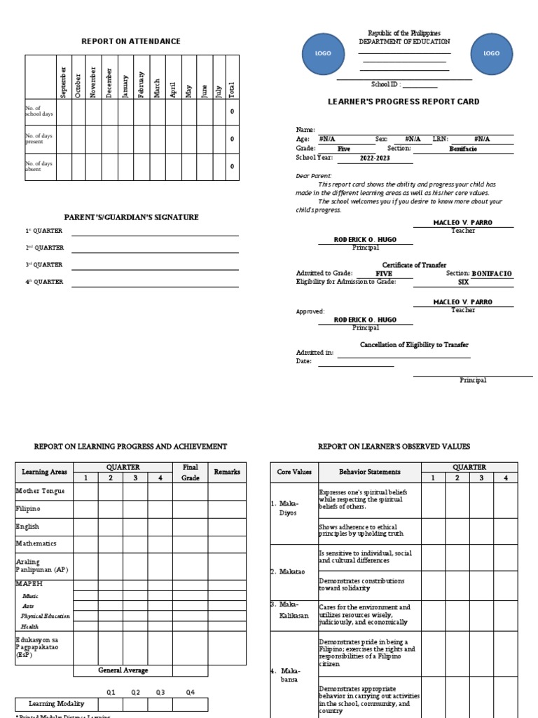 Grade 5 Student Progress Report | PDF | Learning | Cognitive Science