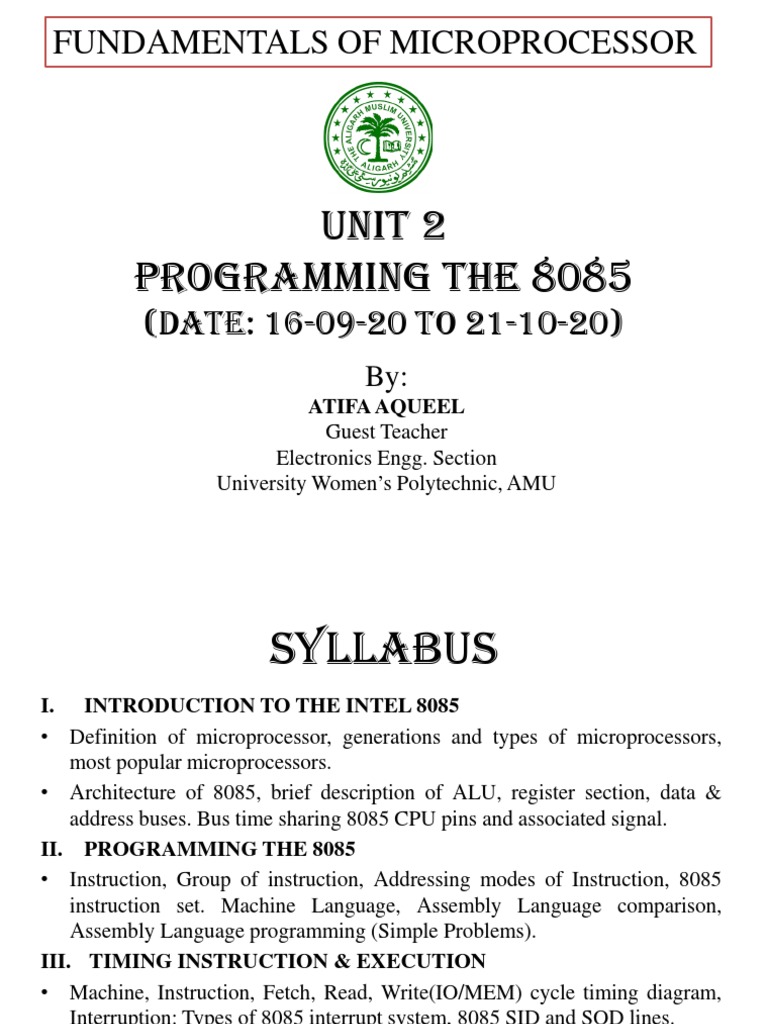 Programming The 8085 | PDF | Central Processing Unit | Electrical ...