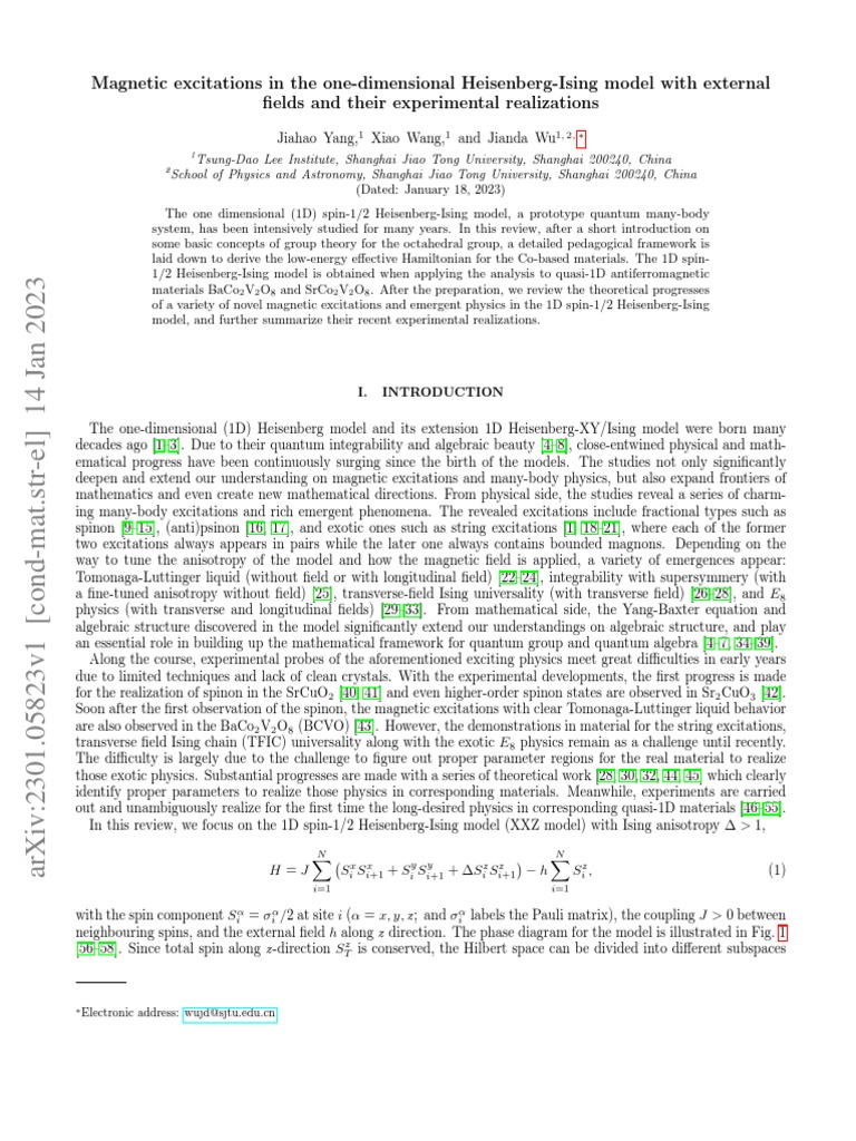 Magnetic Excitations in The One-Dimensional Heisenberg-Ising Model With External | PDF | Group ...
