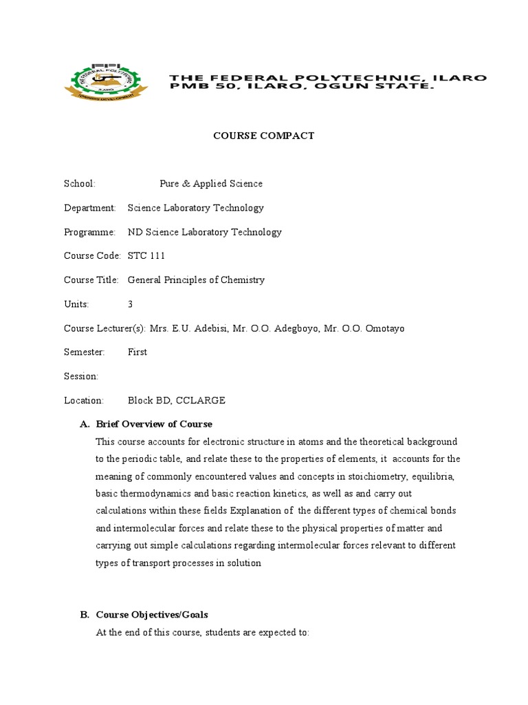 Course Compact STC 111 | PDF | Chemical Bond | Atomic Orbital
