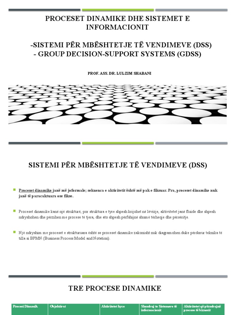 Proceset Dinamike Dhe Sistemet E Informacionit - Sistemi Për Mbështetje ...