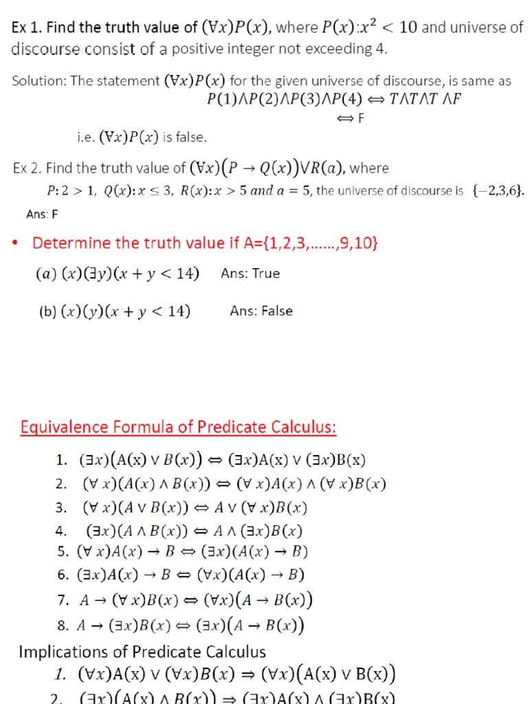 Inference Theory - Predicate Calculus | PDF