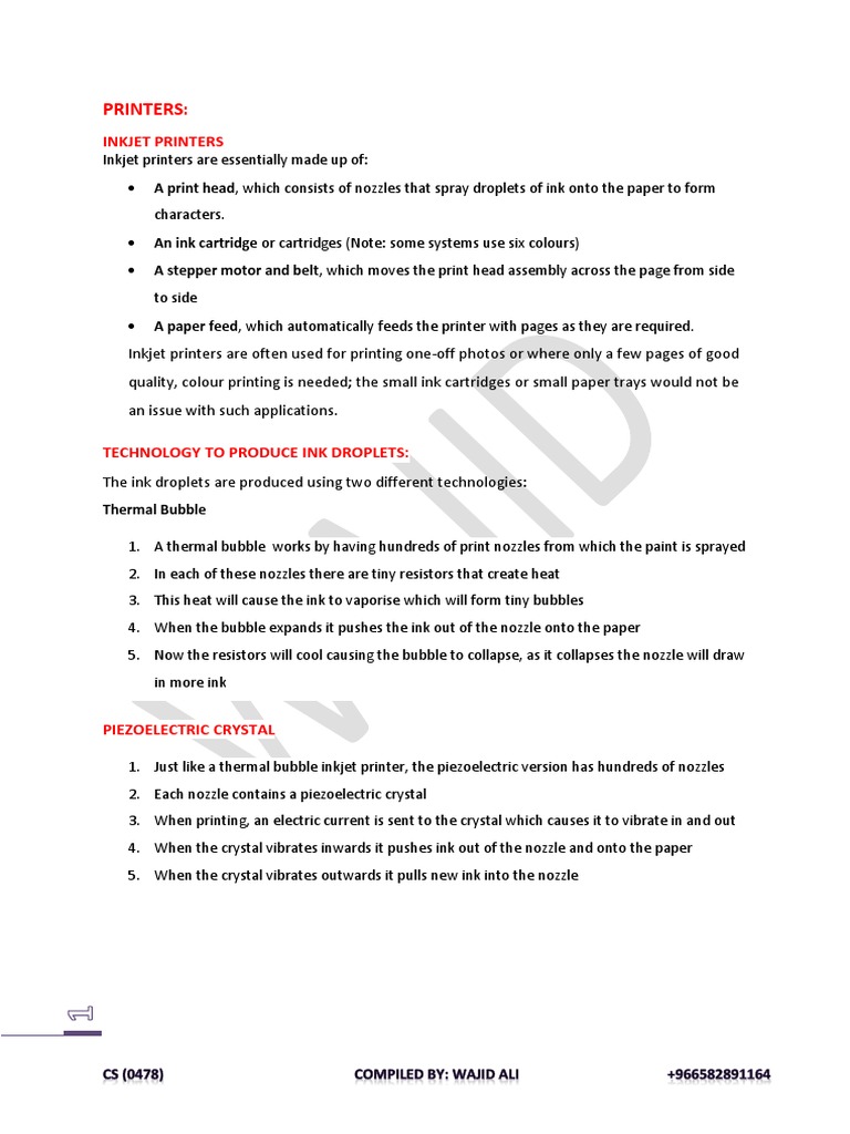 Printers and Primary Memory | PDF | Random Access Memory | Computer Data Storage