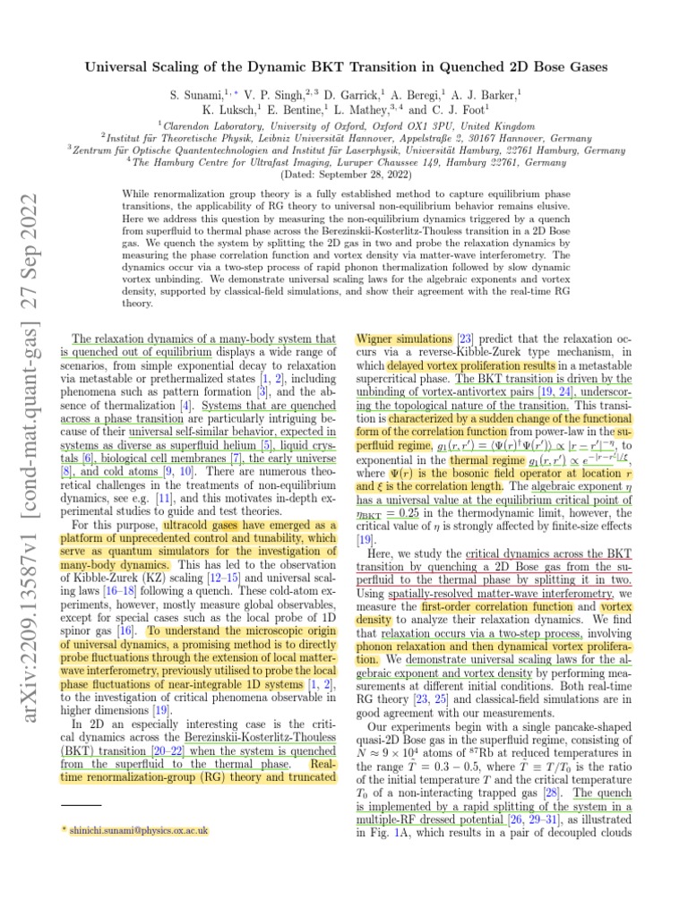 Universal Scaling of The Dynamic BKT | PDF | Applied And ...