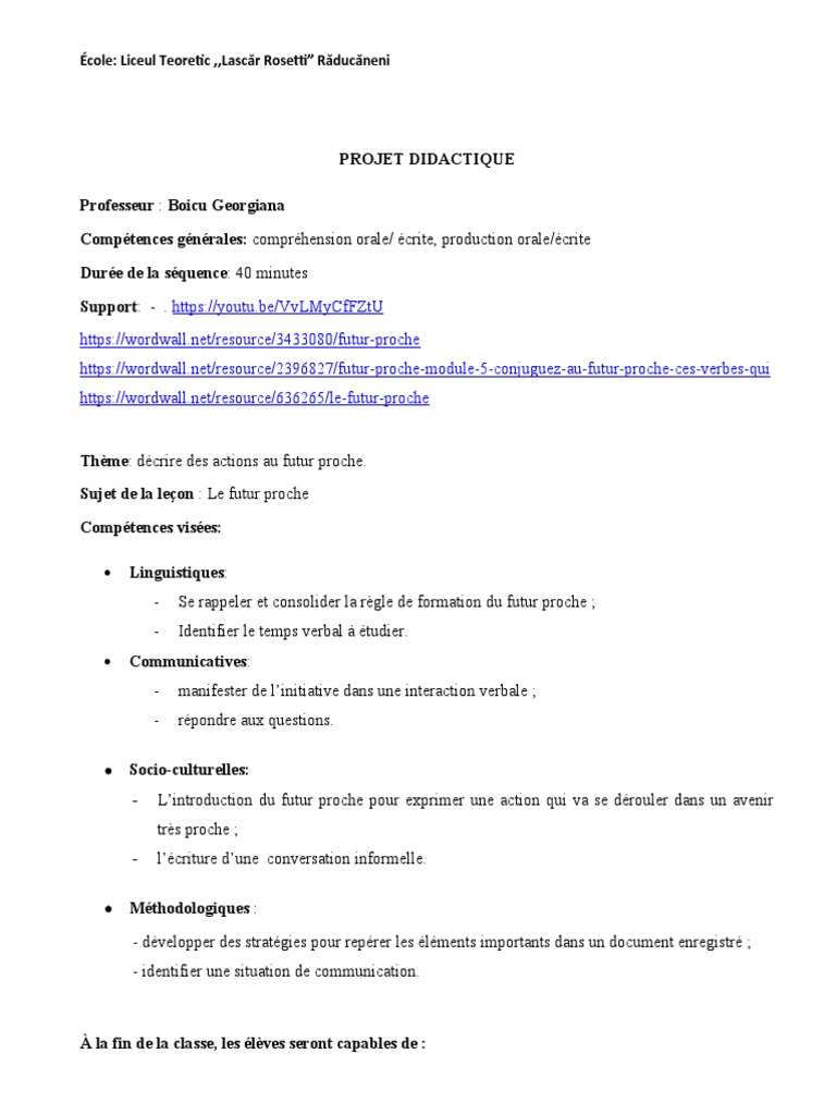 Activités sur le futur proche avec Wordwall | PDF | Verbe | Linguistique
