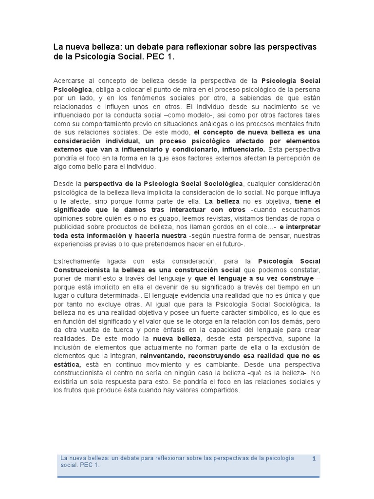 UOC PEC 1. Fundamentos Sociales Del Comportamiento Humano. La Nueva ...