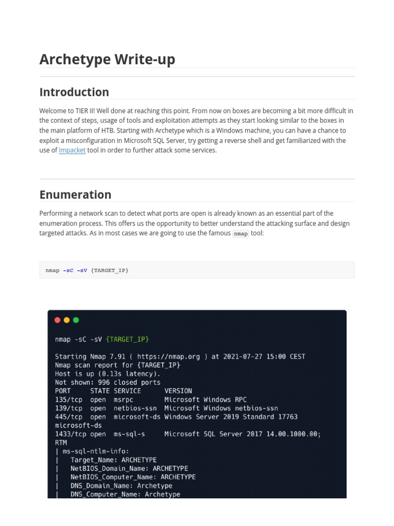 Archetype Write-Up: Impacket | PDF | Microsoft Sql Server | Computer File