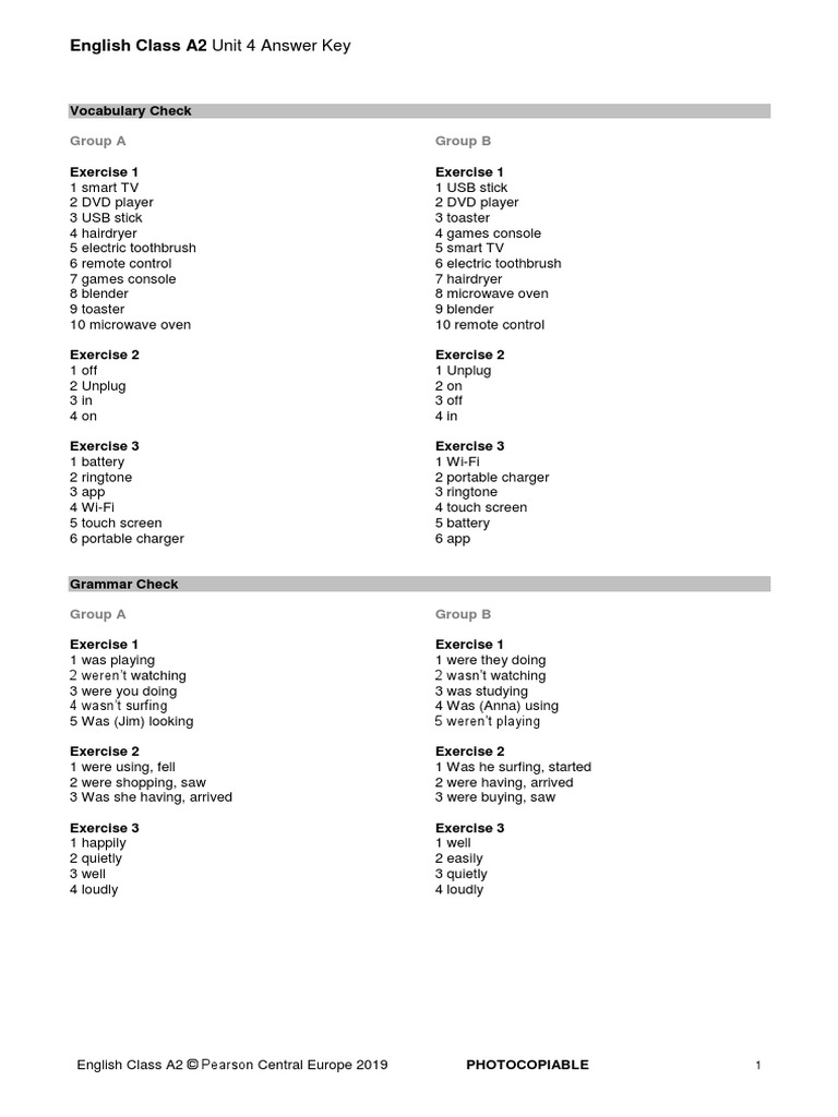 EC - A2 - Tests - Unit 4 Answer Key and Script | PDF EC - A2 - Tests - Unit 4 Answer Key and Script | PDF