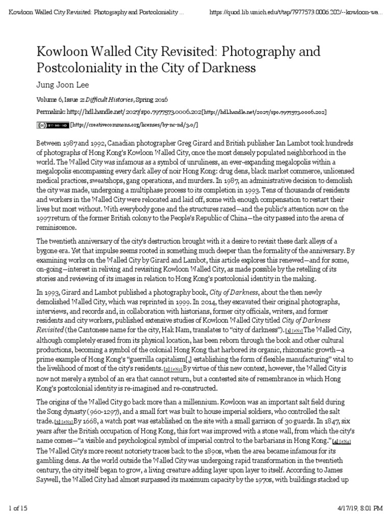 Kowloon Walled City Revisited Photograph | PDF | Hong Kong