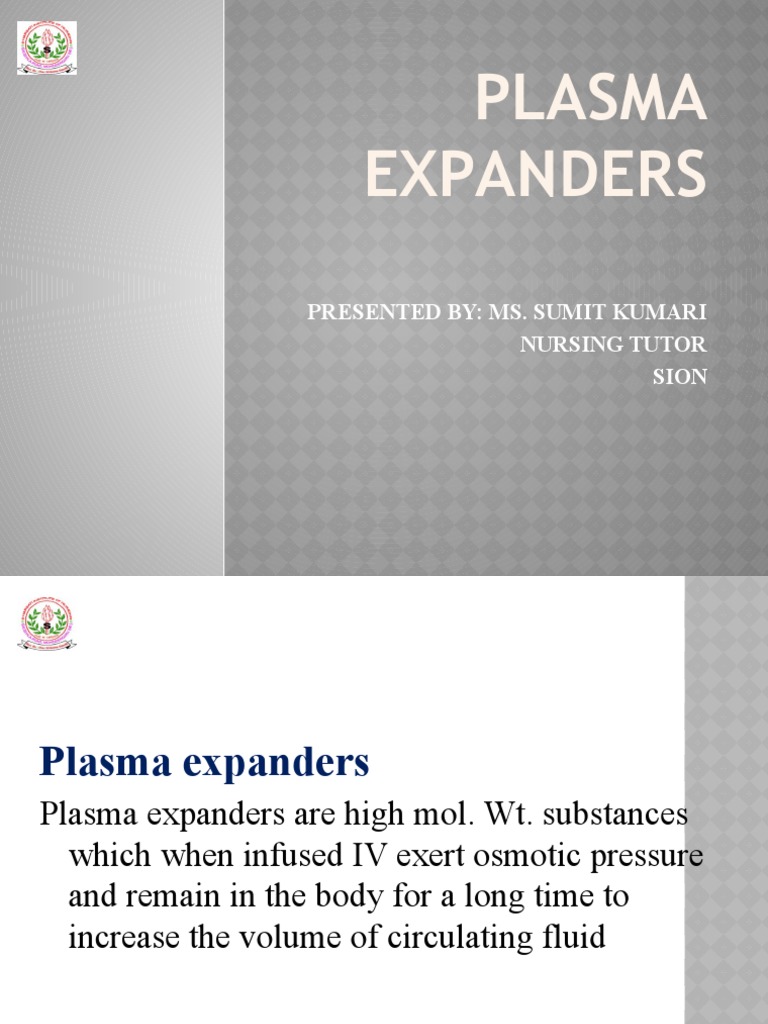Plasma Expanders | PDF | Blood Plasma | Medicine