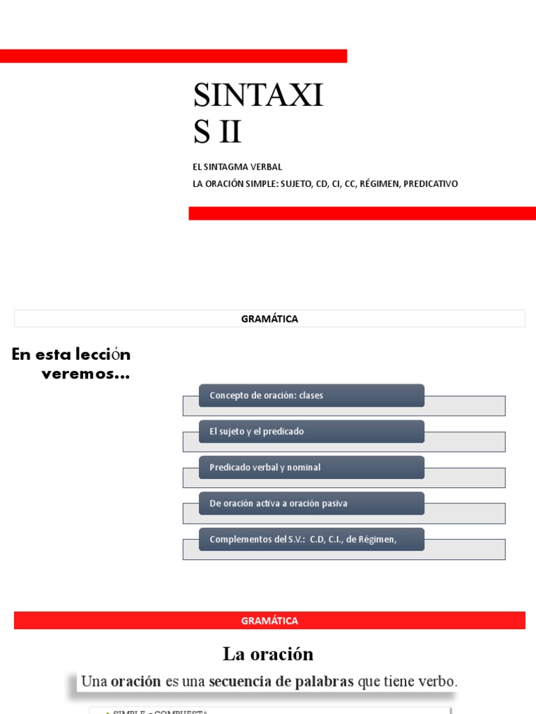 Sintaxis Ii | PDF | Predicado (Gramática) | Asunto (gramática)