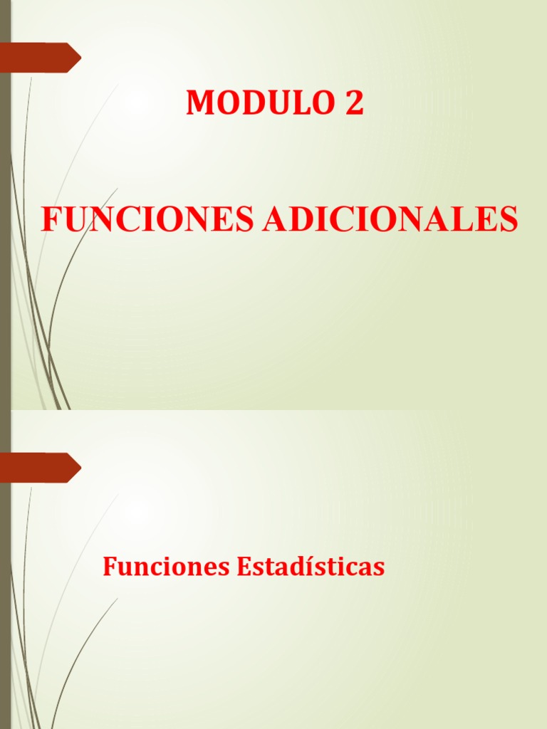 Presentación Power Point Modulo No. 2 Sobre Las Funciones Adicionales Excel | PDF | Microsoft ...