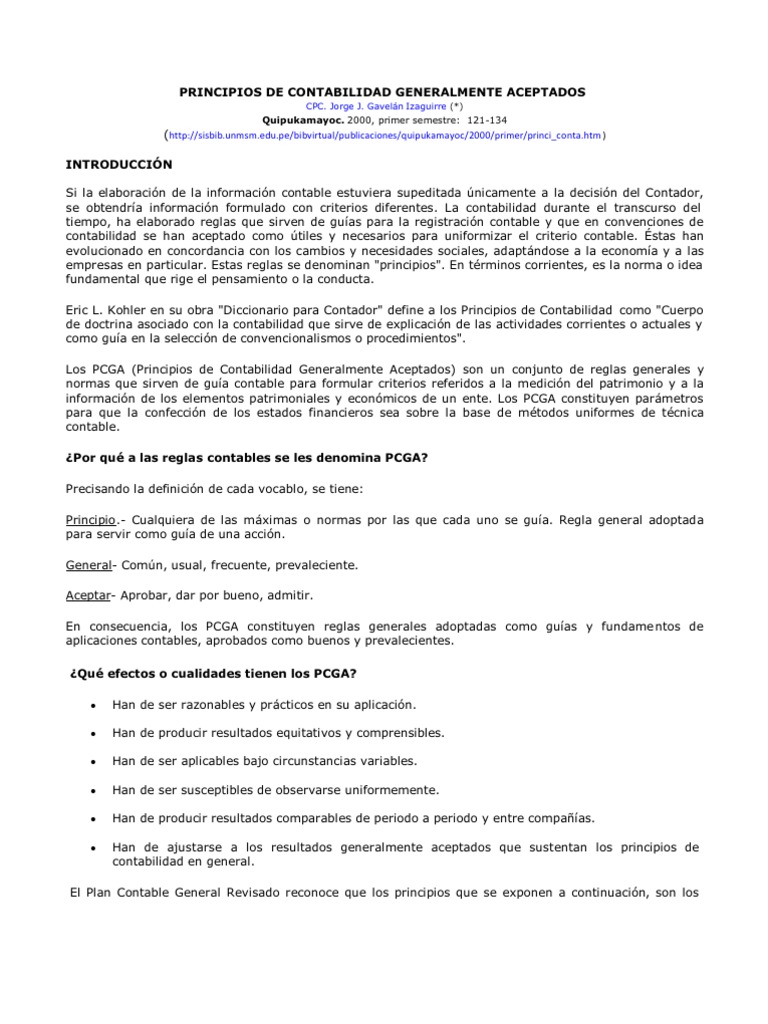 PCGA Peru | PDF | Principios contables generalmente aceptados ...