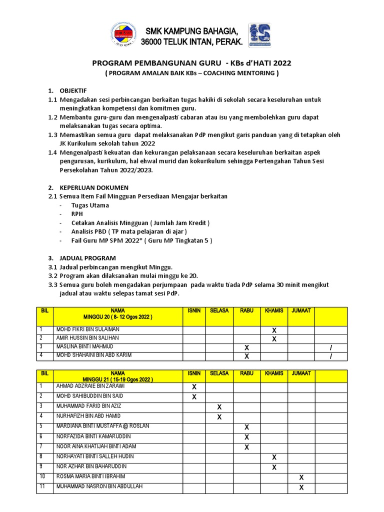 1 Program Pembangunan Guru 2022 | PDF