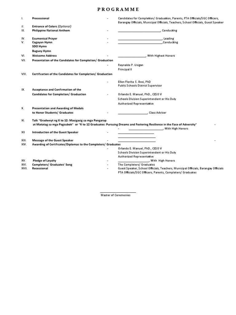 Lasnhs Year End Program Draft | PDF