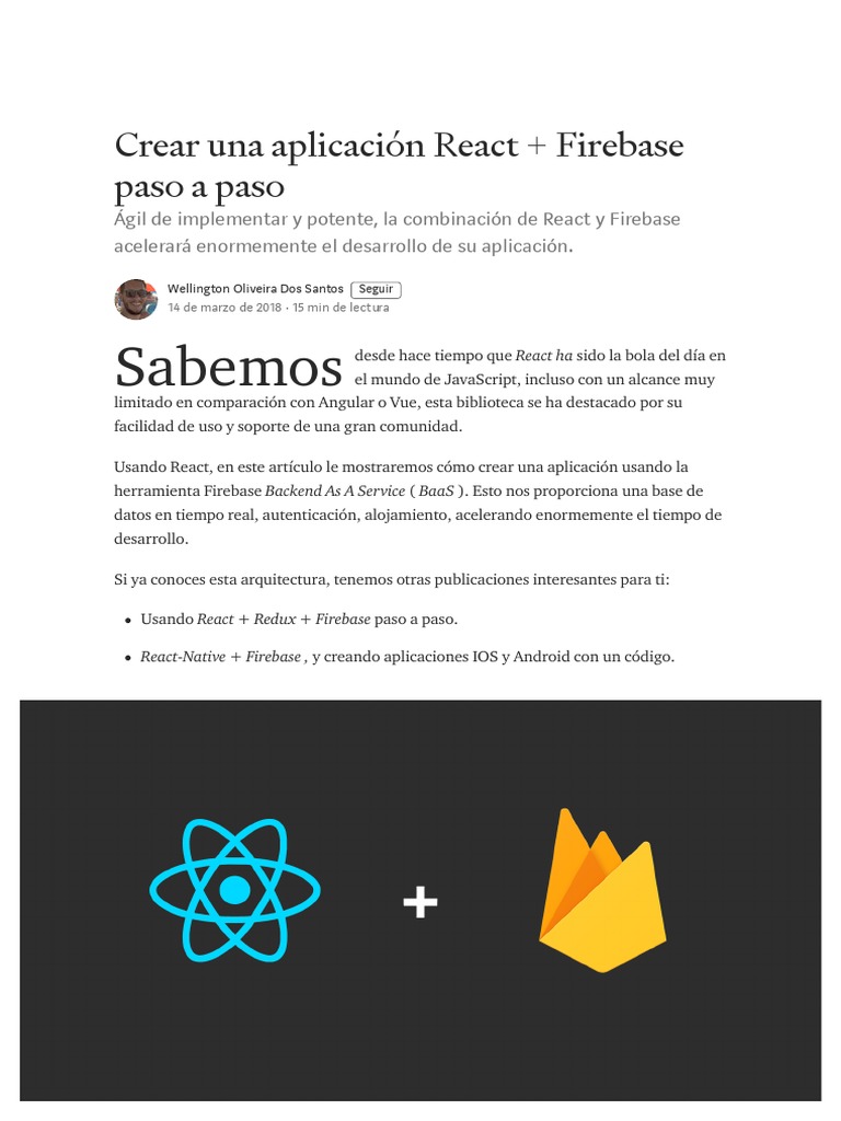 Crear Una Aplicación React + Firebase Paso A Paso - Blog TecSinapse | PDF | Software de la ...