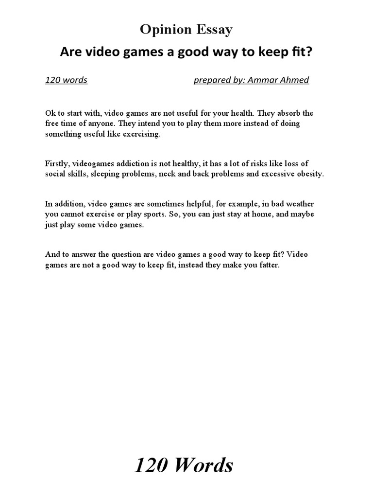 Opinion Essay - Video Games | PDF