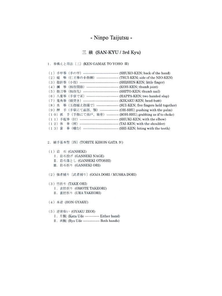 Genbukan 3rd Kyu | PDF