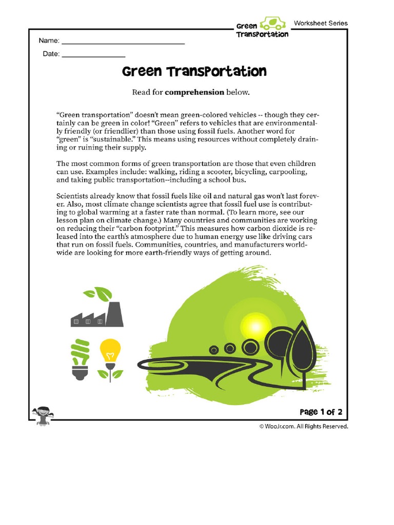 Green Transportation Worksheet - Woo! Jr. Kids Activities - Children's ...