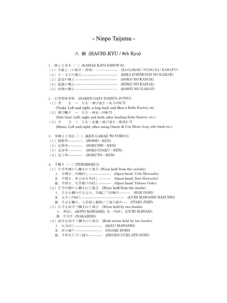 Genbukan 8th Kyu | PDF