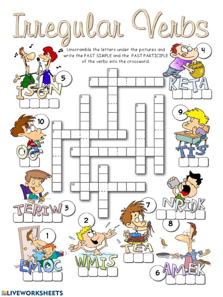 Verb Tenses Unscrambled: A Crossword Puzzle to Practice the Past Simple ...