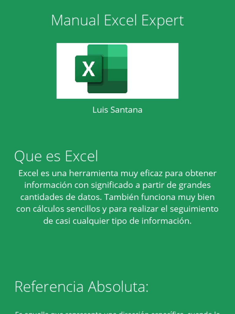 Manual Excel Expert: Luis Santana | PDF | Hoja de cálculo | Microsoft Excel