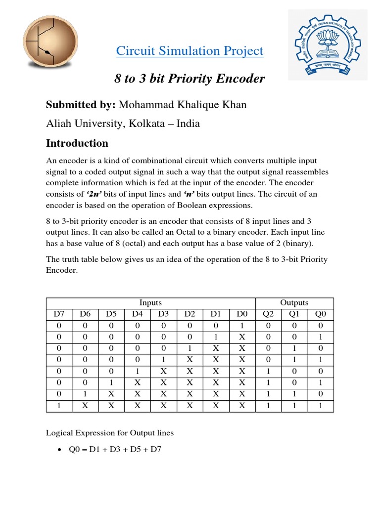 8 To 3 Bit Priority Encoder | PDF | Bit | Information And ...