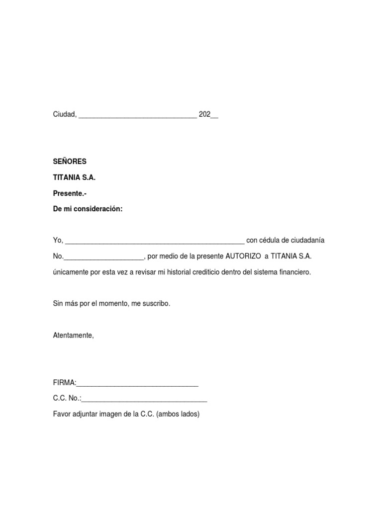 Carta Autorización Buró | PDF