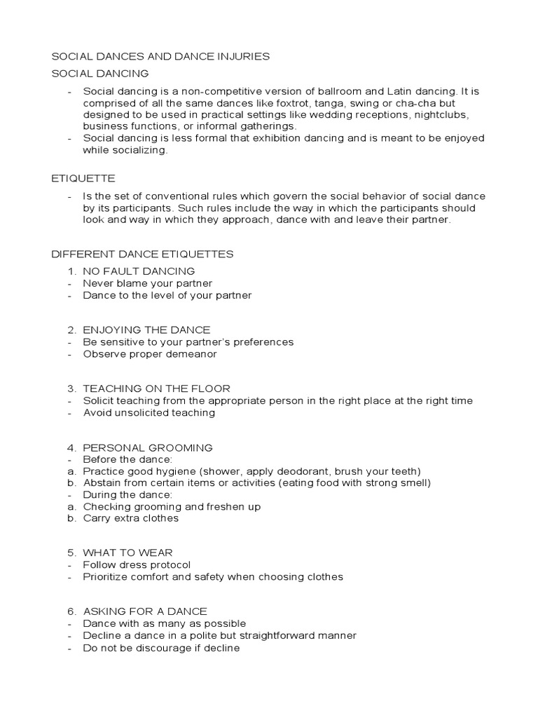 Social Dances and Dance Injuries | PDF | Ballroom Dance | Dances