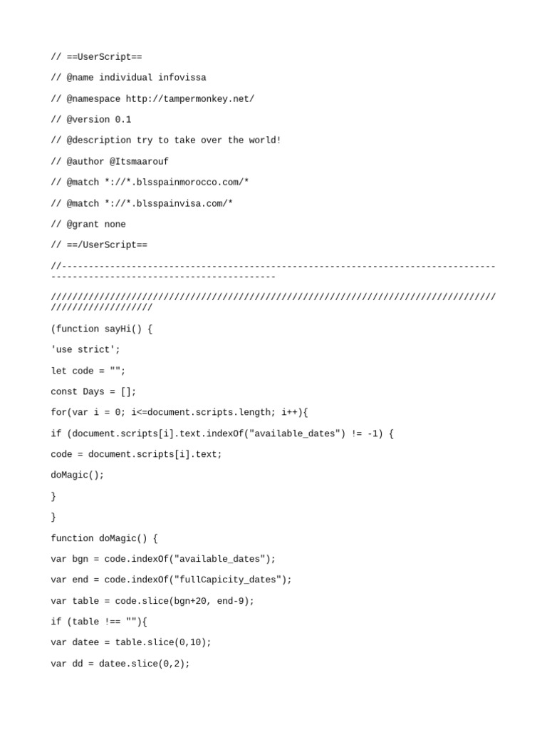 UserScript for Visa Application Automation | PDF | Computer Programming