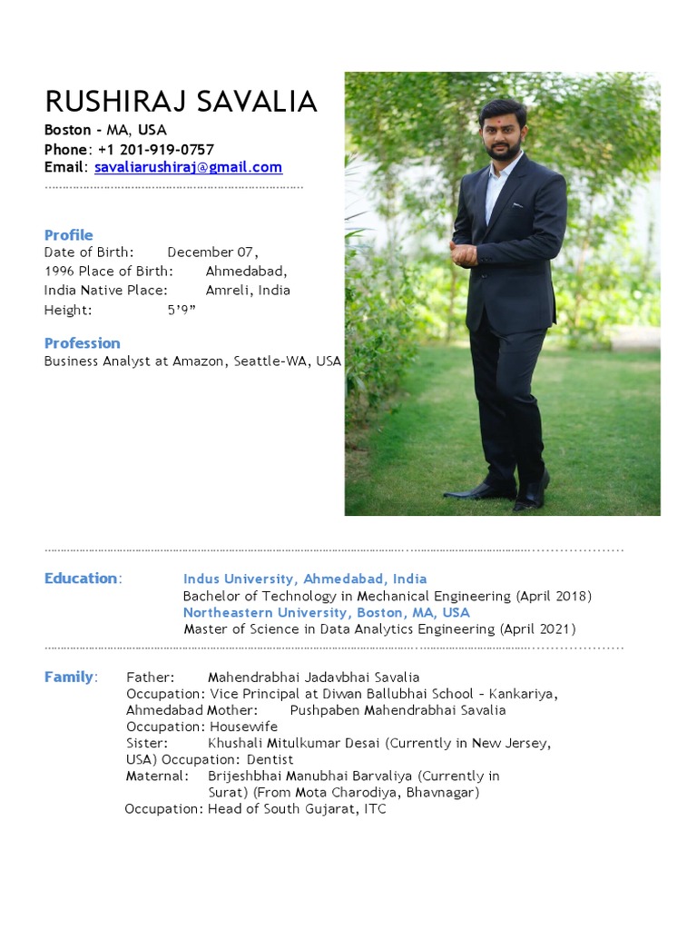 Rushiraj Biodata | PDF