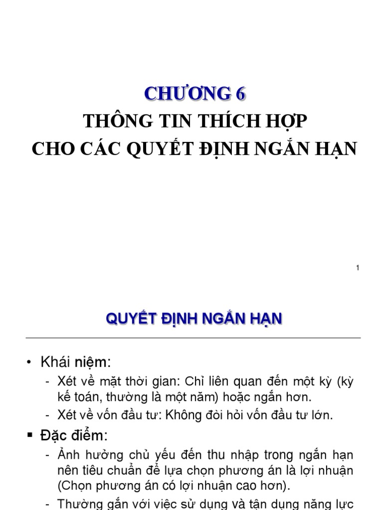 KET310-Chap 6 - Ra QD Ngan Han | PDF