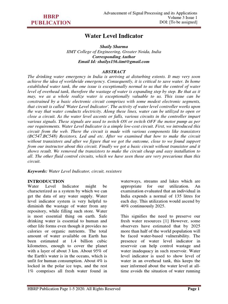 Water Level Indicator - HBRP Publication | PDF | Capacitor | Transistor