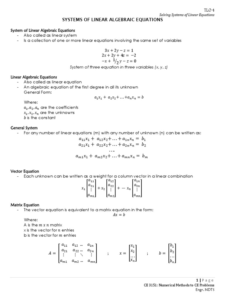 NUMSOL | Download Free PDF | System Of Linear Equations | Equations