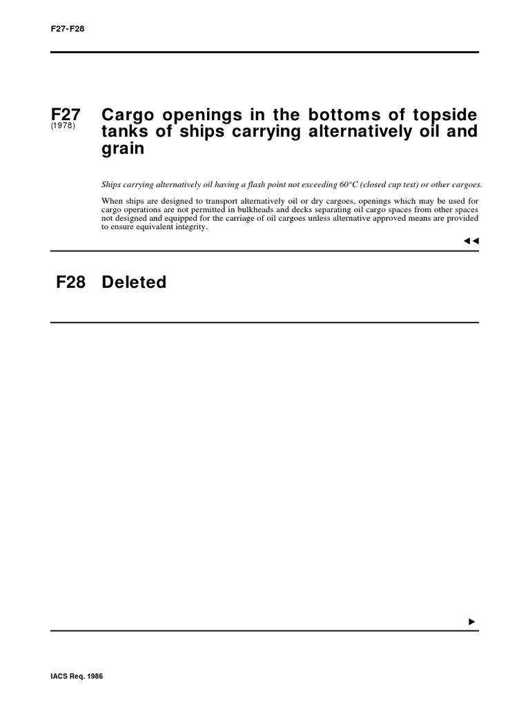 Cargo Openings in The Bottoms of Topside Tanks of Ships Carrying ...