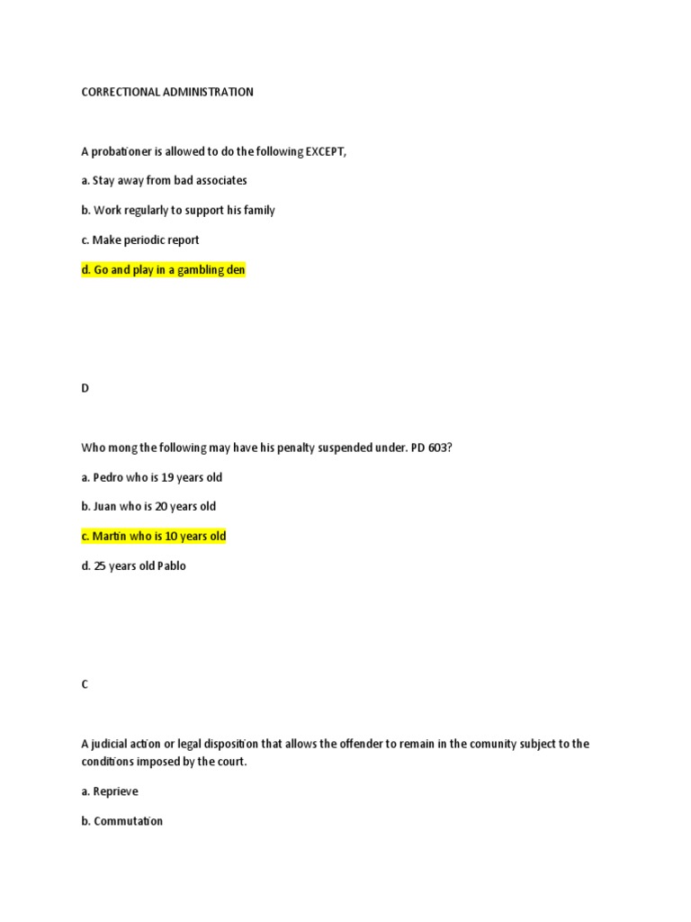 Q&a Correctional Adm | PDF | Probation | Prison
